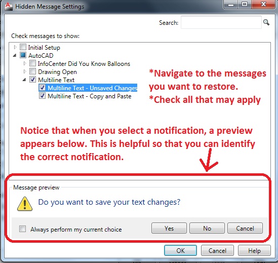 Restoring a Pop-Up Notification | AutoCAD Tips