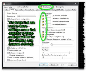 OPTIONS dialog box Current Drawing Settings | AutoCAD Tips
