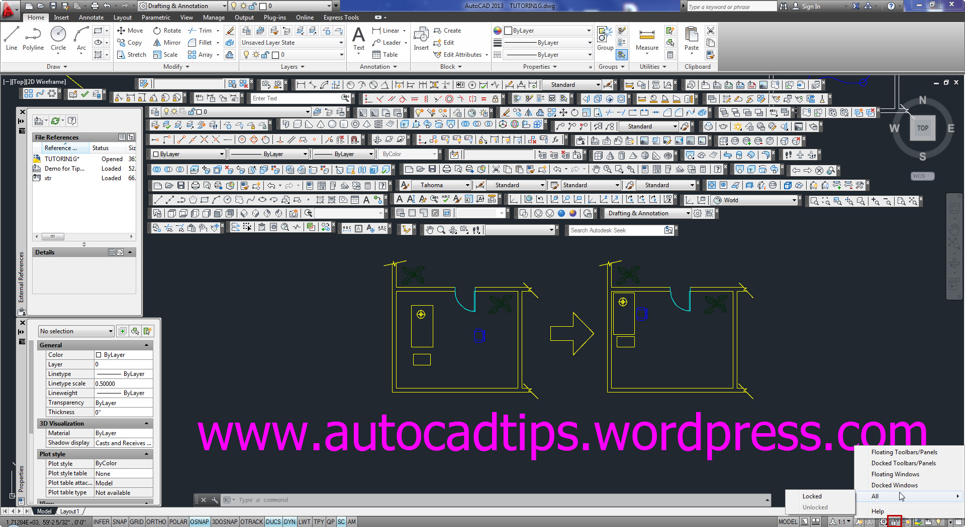 Lock the Position of your Toolbars and Palettes | AutoCAD Tips