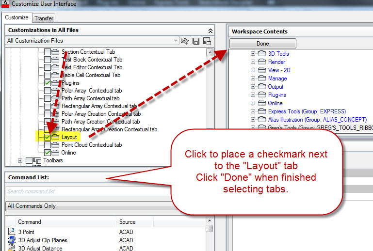 AutoCAD 2013: Adding the Layout Tab to the ribbon | AutoCAD Tips