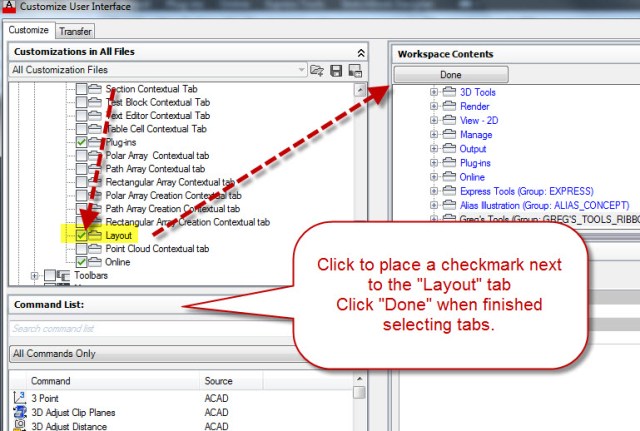 AutoCAD 2013: Adding the Layout Tab to the ribbon | AutoCAD Tips