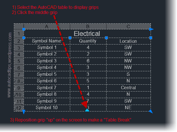 Continue A Table In A New Column With A Table Break | AutoCAD Tips