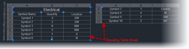 Continue A Table In A New Column With A Table Break | AutoCAD Tips