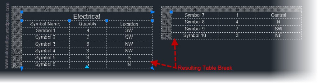 Continue A Table In A New Column With A Table Break | AutoCAD Tips