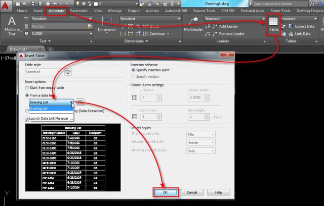 Creating A Data Link With An Excel Table | AutoCAD Tips