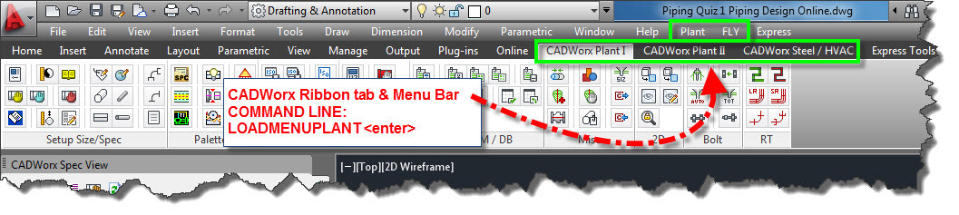 Turn On CADWorx Ribbon Tabs and Menu Bar | AutoCAD Tips