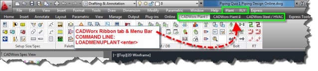 Turn On CADWorx Ribbon Tabs and Menu Bar | AutoCAD Tips